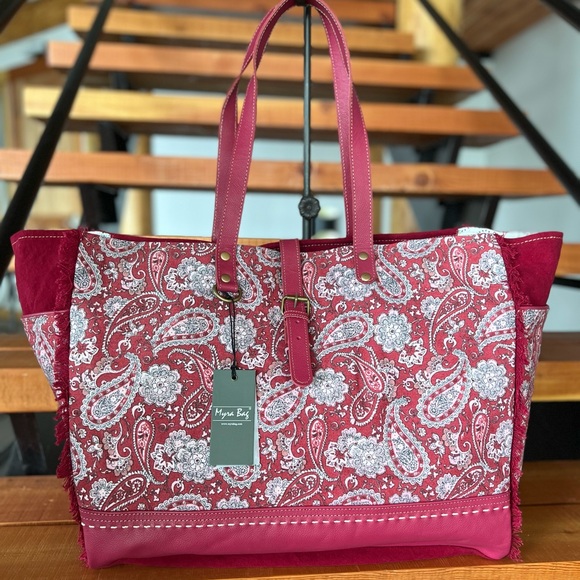 Myra Bag | Bags | New Floral Xl Myra Bag Canvas Leather Weekender ...